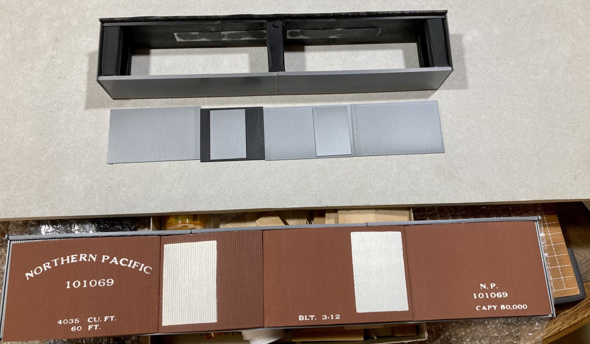 S Scale All Nation Line Northern Pacific 60' LCL S Scale Box Car Body ...