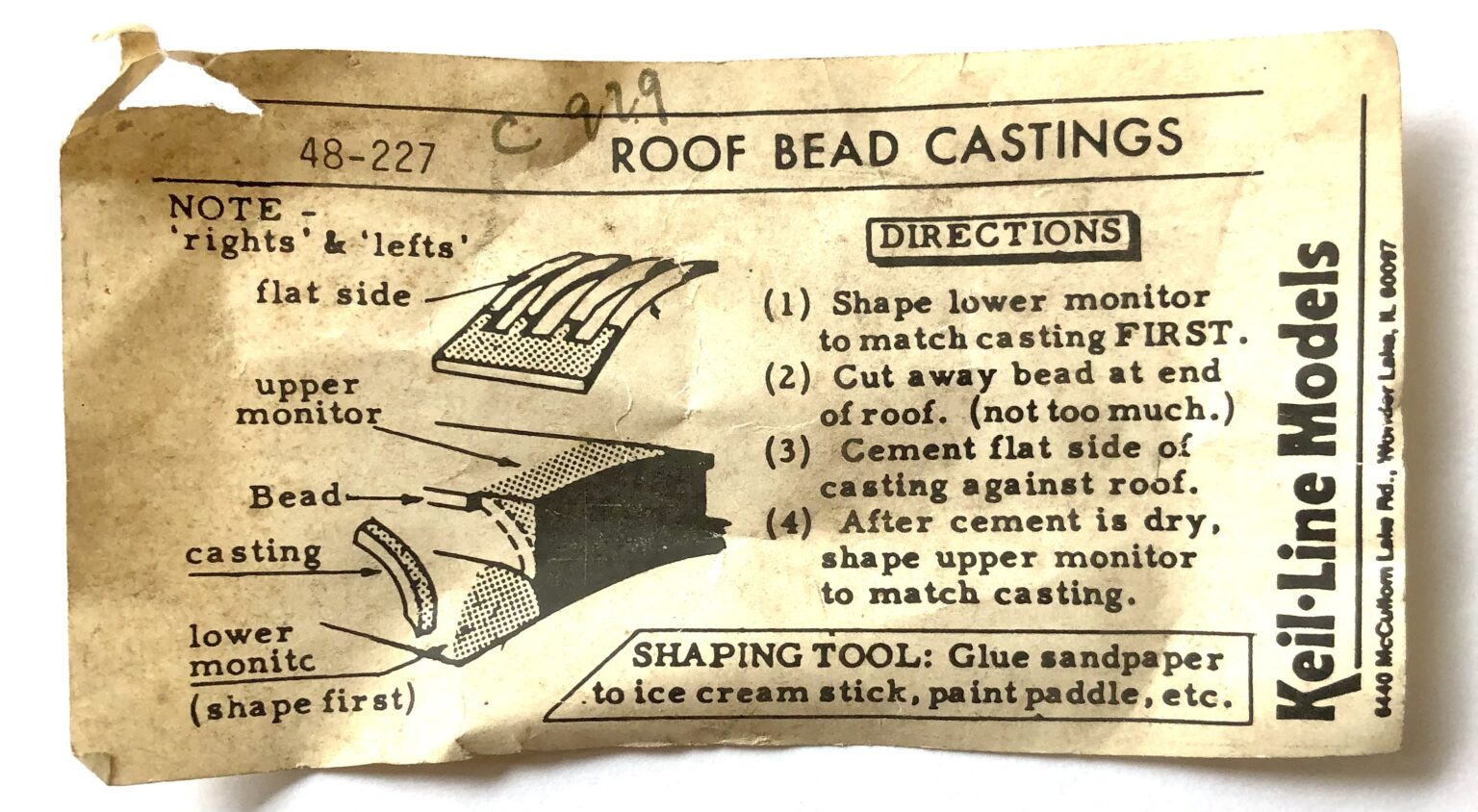 Roof Bead Castings (24/Pack - 12 left - 12 Right) O Scale PN#C979 - All ...